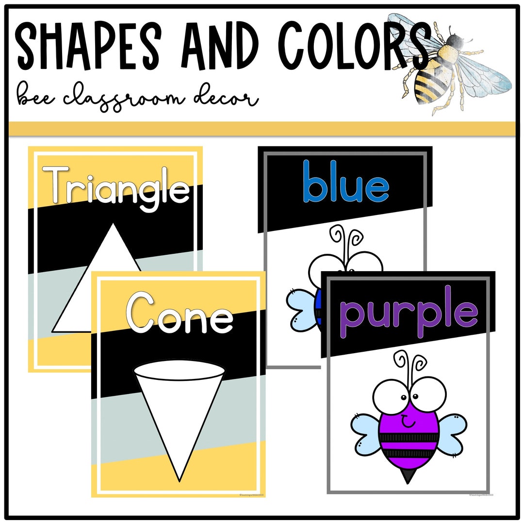 Bee Classroom Decor | Shape and Color Posters | Editable - Etsy