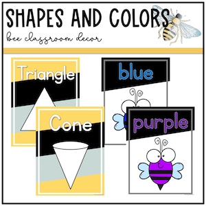 Bee Classroom Decor | Shape and Color Posters | Editable - Etsy