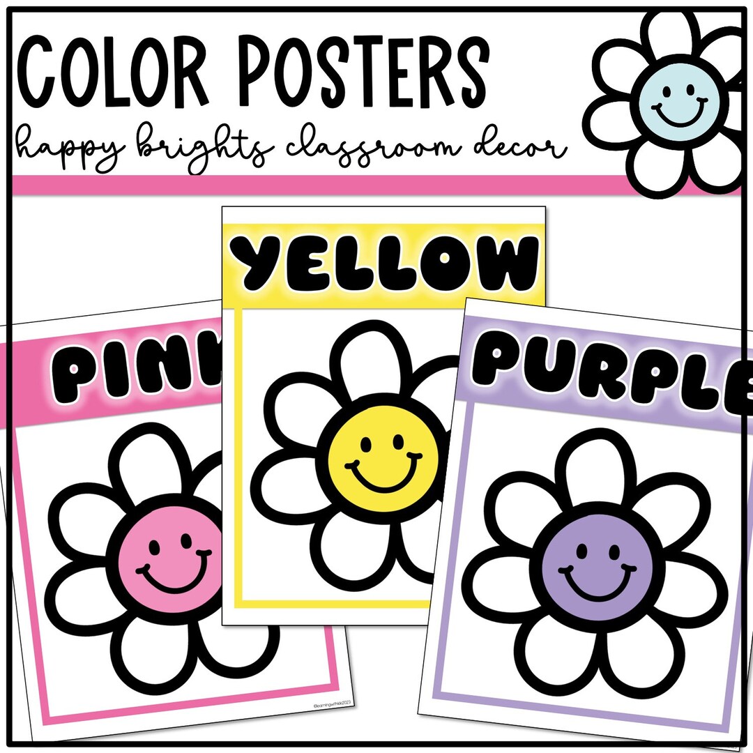 Classroom Color Posters | Happy Brights | Display, Bright Classroom ...