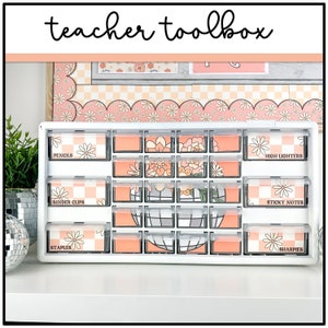 Disco Floral Teacher Toolbox Labels | Retro Classroom Decor - Etsy