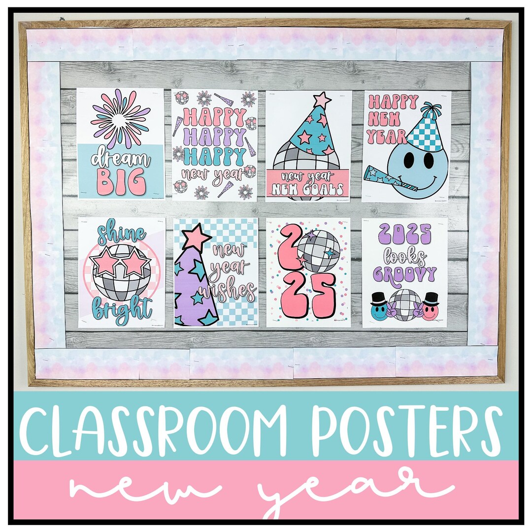 New Year Classroom Posters 2025 | Classroom Decor | Retro - Etsy