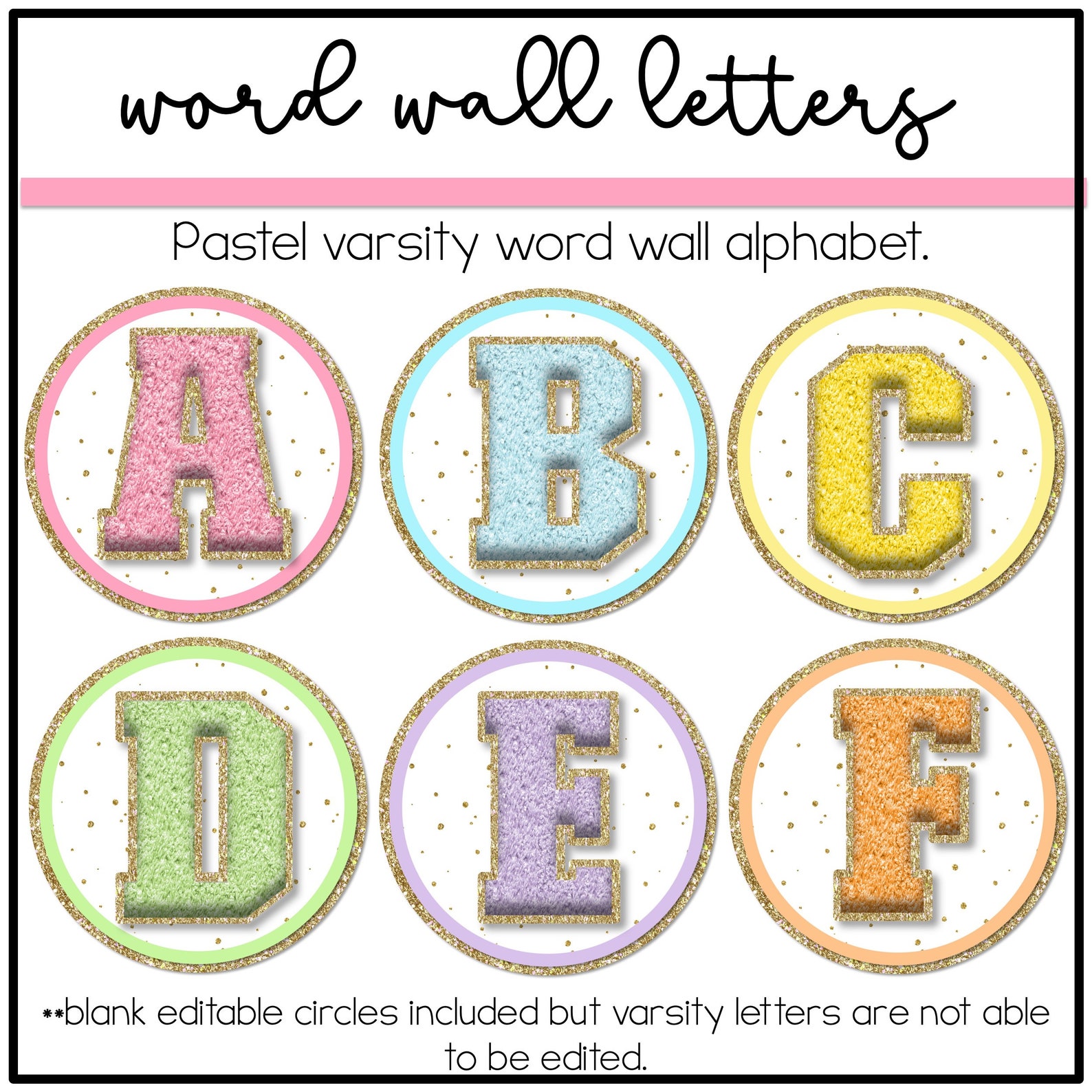 Retro Pastel Classroom Posters Varsity Patch - Etsy