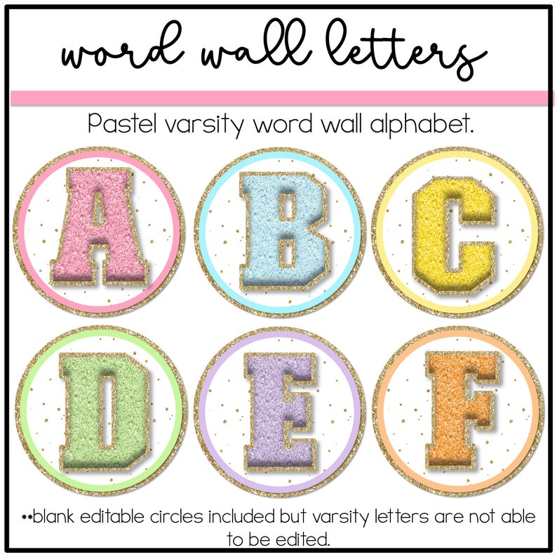Retro Pastel Classroom Posters Varsity Patch - Etsy