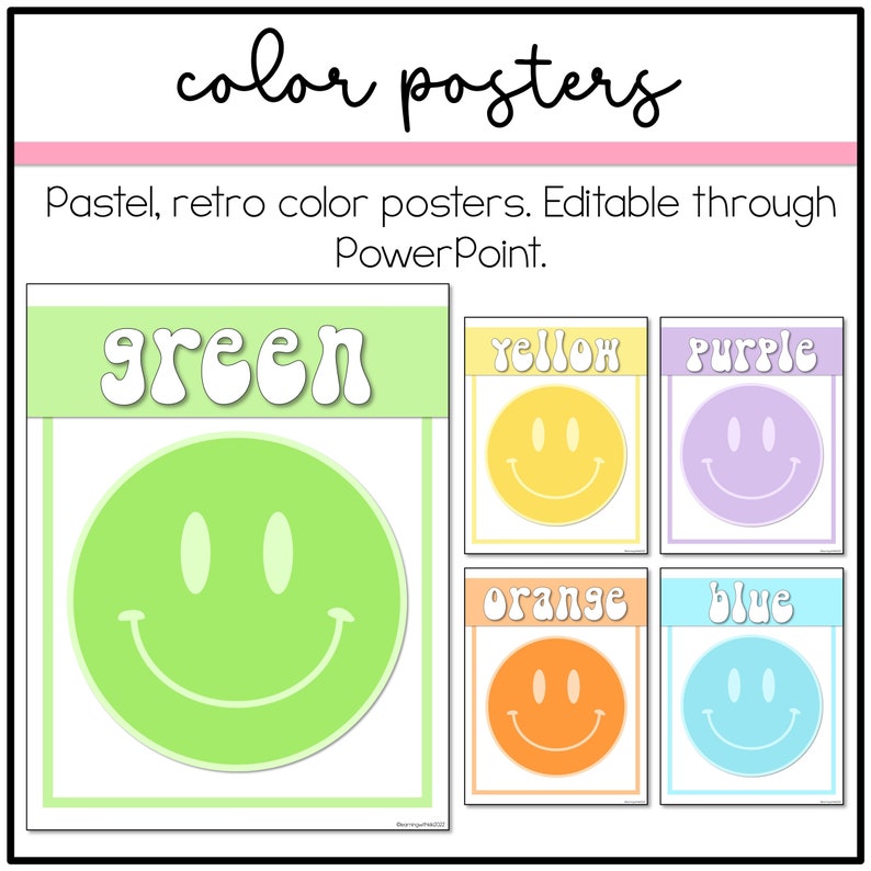 Retro Pastel Color Posters Happy Classroom - Etsy