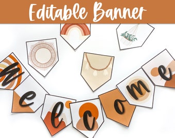 Boho Neutrals Classroom Decor Bunting Banner Bulletin | Etsy