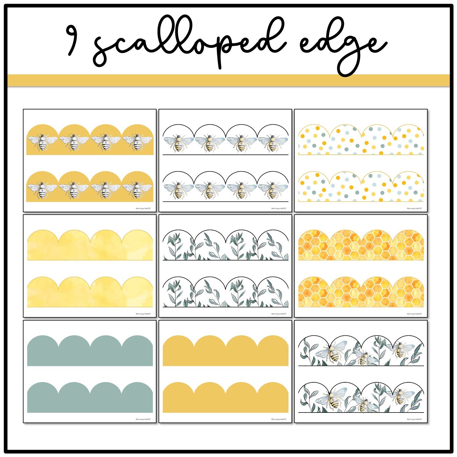 Bee Bulletin Board Borders | Botanical | Greenery | Bumble Bee ...