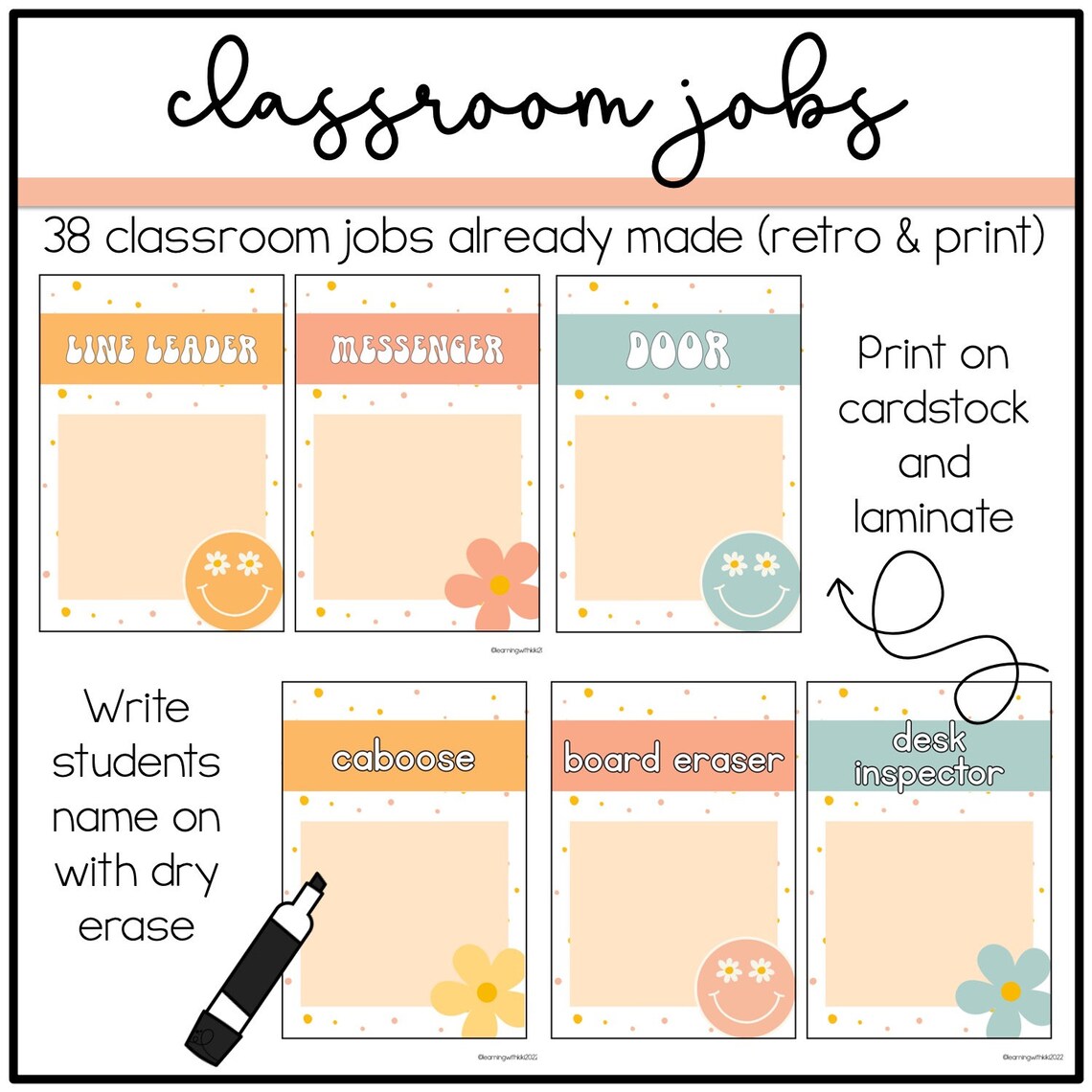 Boho Retro Classroom Decor Classroom Jobs for Students - Etsy