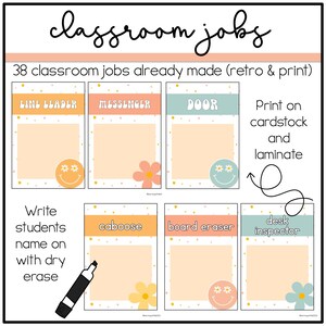 Boho Retro Classroom Decor | Classroom Jobs for Students | Printables ...