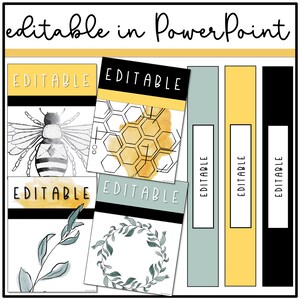 Bee Binder Covers | Editable | Bee and Eucalyptus Classroom Decor - Etsy