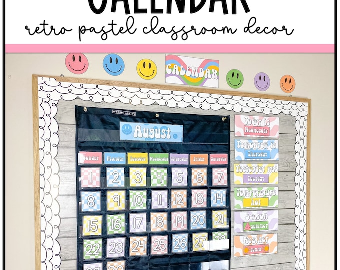 Smiley Face Retro Classroom Decor TEMPLATE for Teacher Door Hanger Sign ...