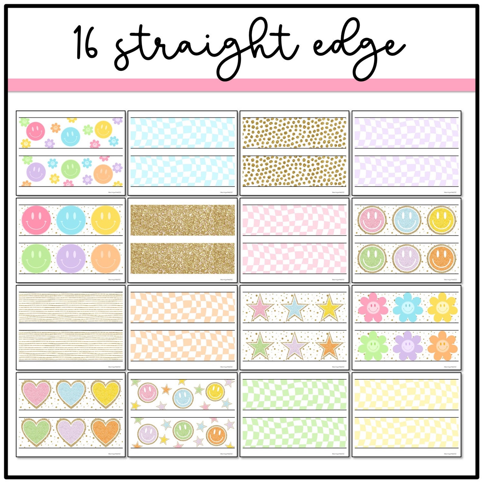 Retro Pastel Bulletin Board Borders, Smile Face Daisy, Varsity ...