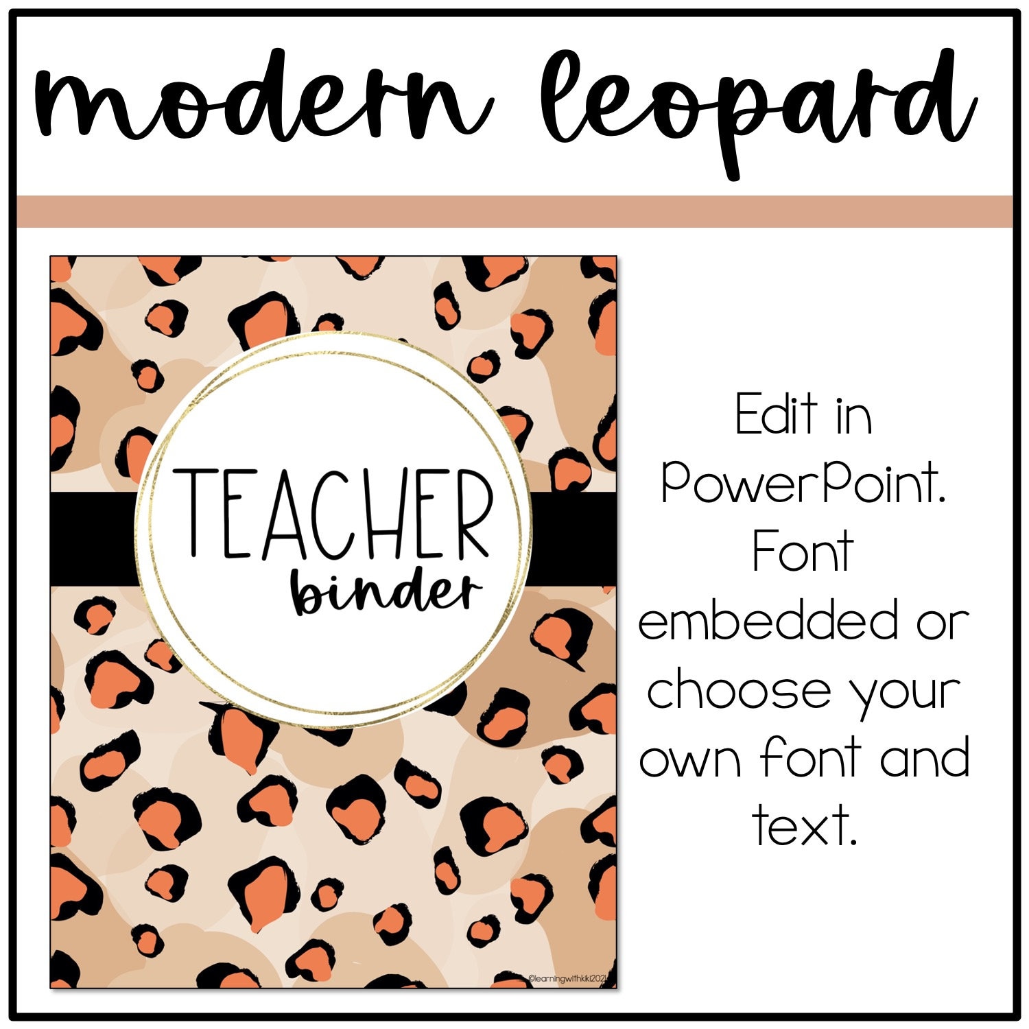 Modern Leopard Binder Covers, Editable, Cheetah Classroom Decor ...