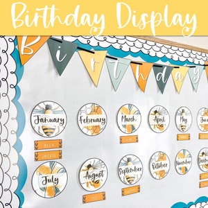 Bee Birthday Display Bulletin Board Bee Eucalyptus - Etsy