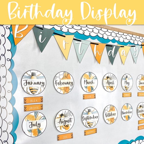 Bee Birthday Display Bulletin Board Bee Eucalyptus - Etsy