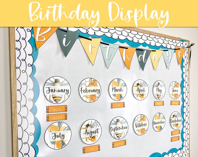 Bee Birthday Display Bulletin Board Bee Eucalyptus - Etsy UK