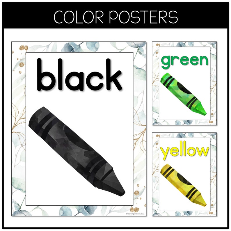 Eucalyptus Classroom Decor Shape and Color Posters - Etsy