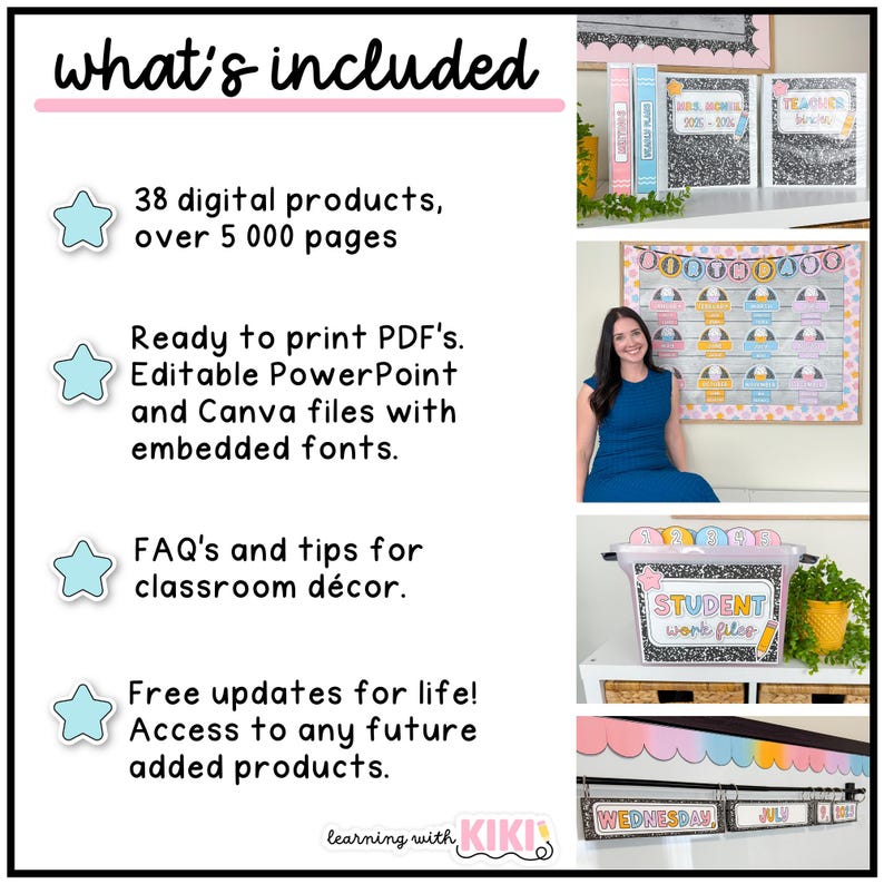Composition Notebook Classroom Decor Bundle | Editable | Theme | Pastel ...