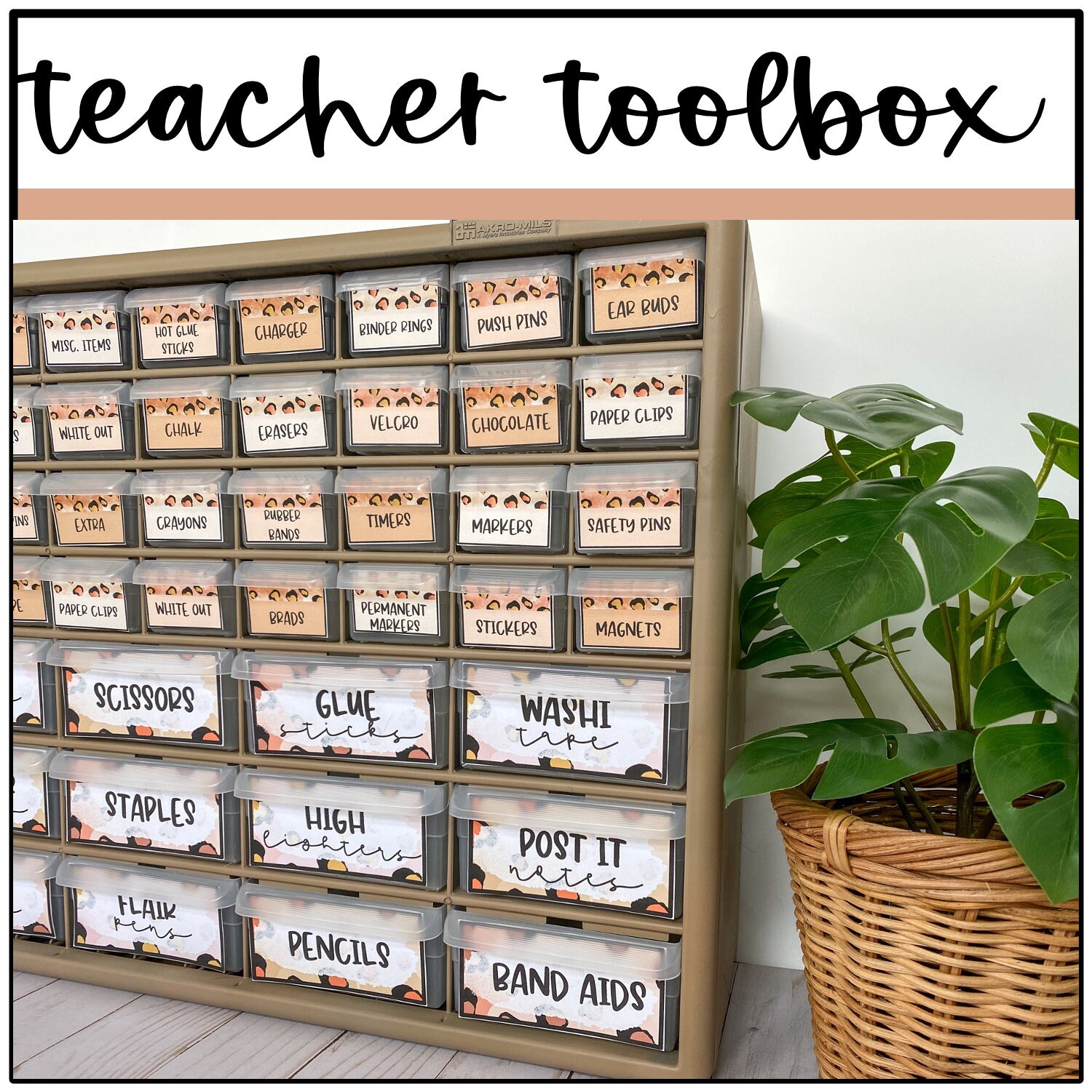 Modern Leopard Teacher Toolbox Labels, Cheetah Classroom Decor ...