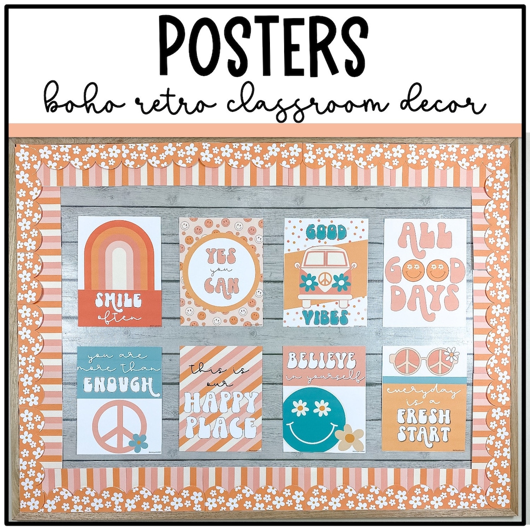 Boho Retro Classroom Posters | Growth Mindset | Daisy - Etsy