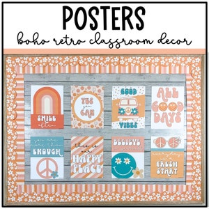 Boho Retro Classroom Posters | Growth Mindset | Daisy - Etsy