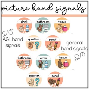 Boho Retro Classroom Hand Signals | Daisy Classroom Decor - Etsy