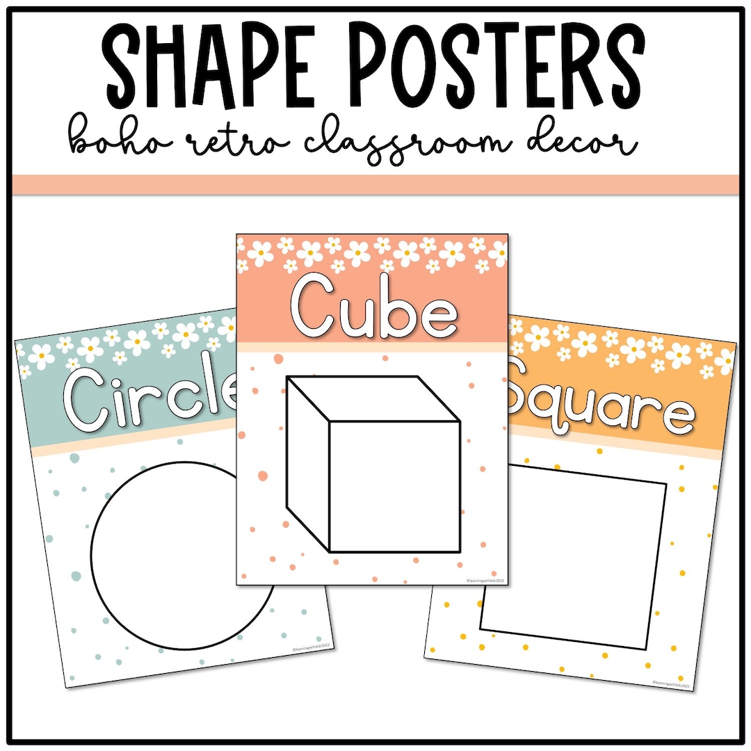 Boho Retro Shape Posters | Classroom Decor | Daisy - Etsy