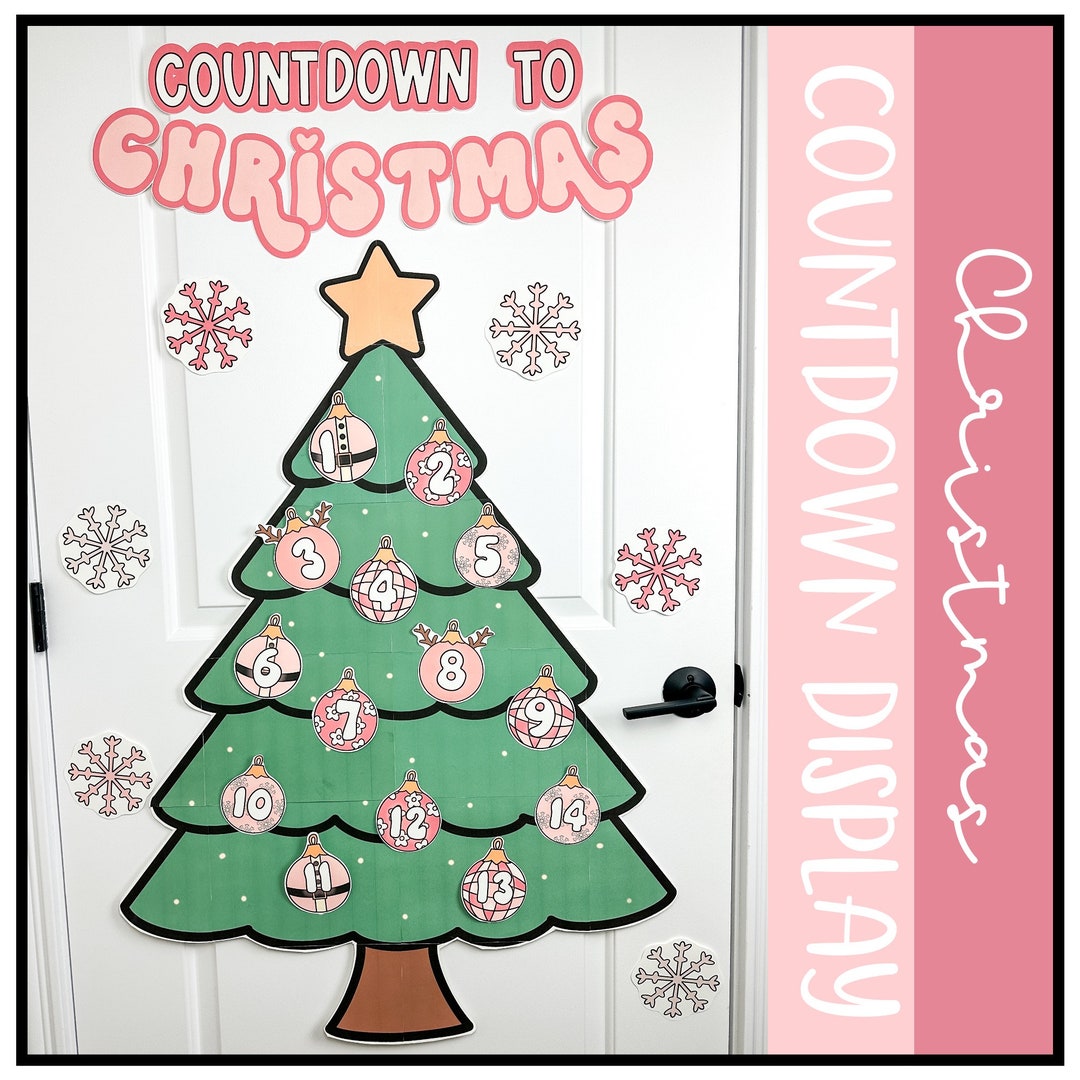 Christmas Countdown Bulletin Board Kit, Classroom Decor, Pink Christmas ...