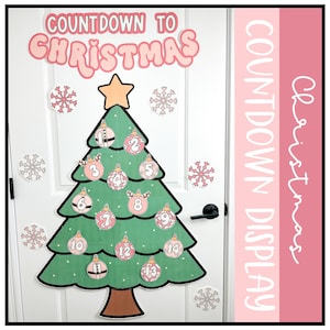 Christmas Countdown Bulletin Board Kit, Classroom Decor, Pink Christmas ...