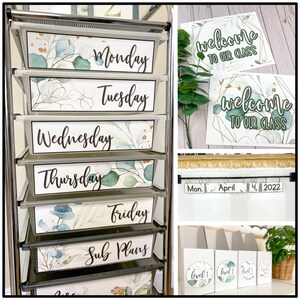Eucalyptus and Gold Classroom Decor Bundle Editable - Etsy