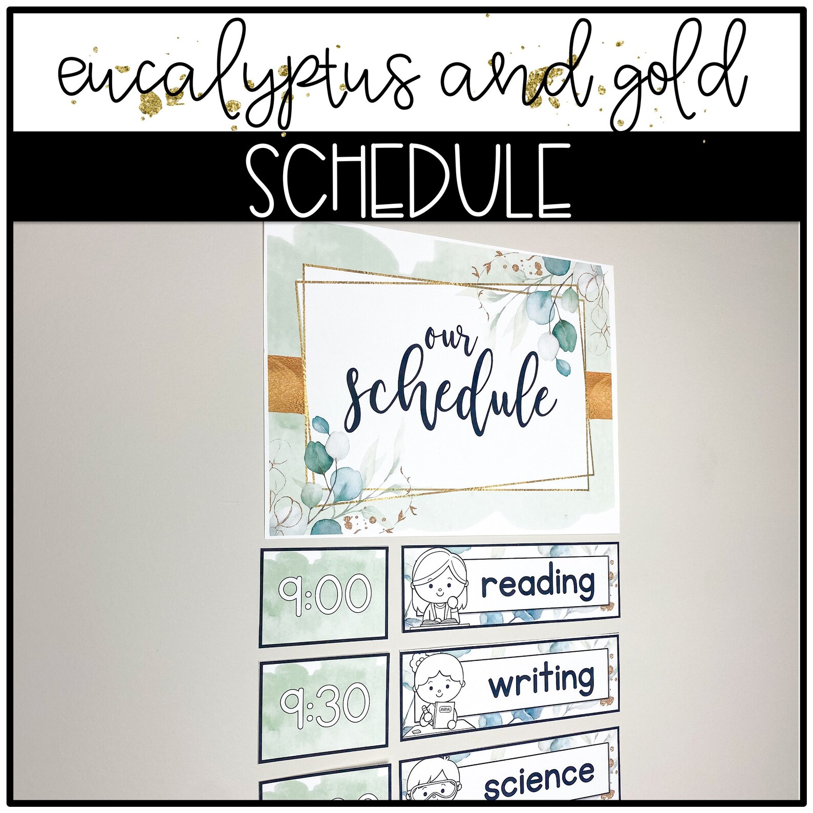 Eucalyptus and Gold Classroom Decor | Classroom Schedule - Etsy