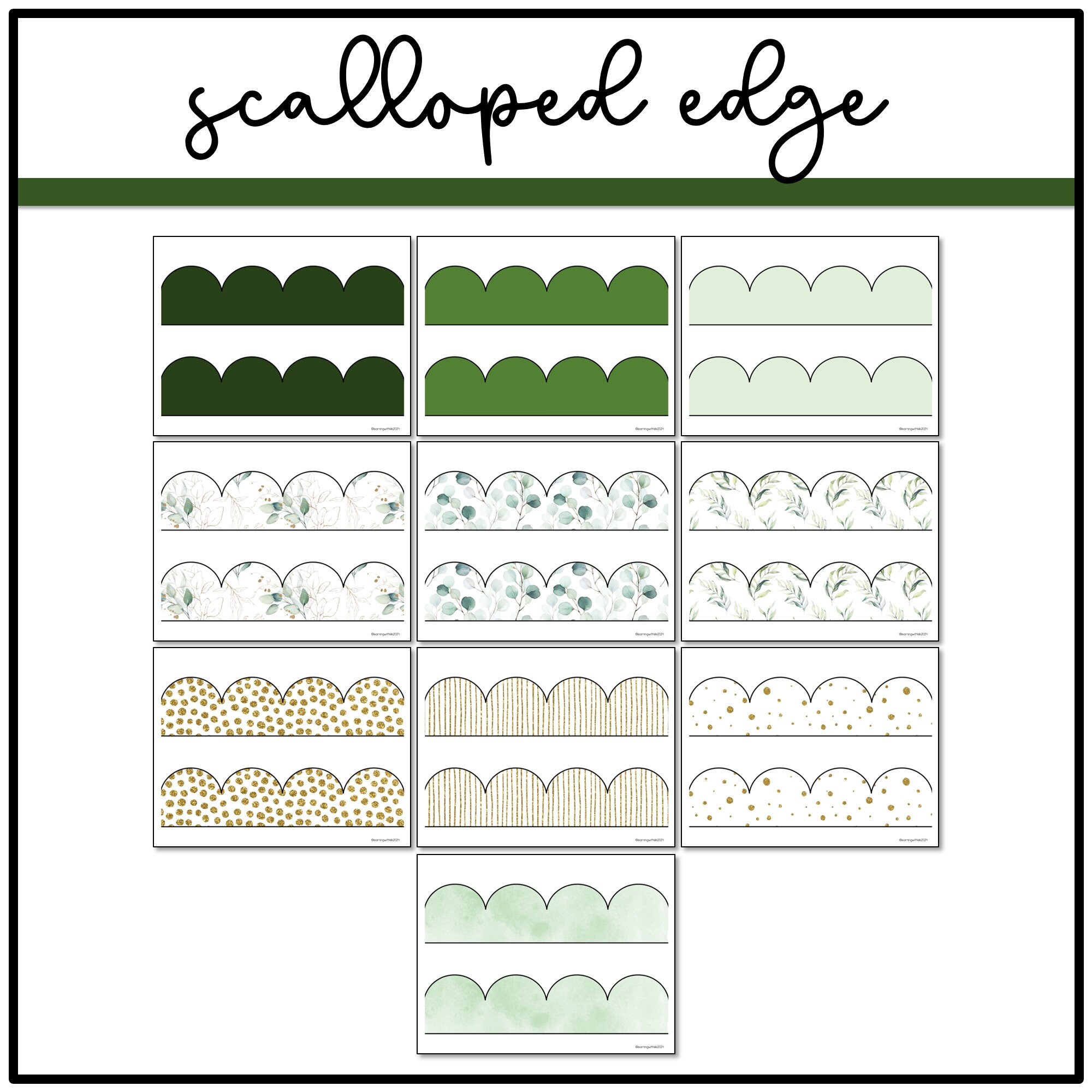 Eucalyptus and Gold Bulletin Board Borders | Botanical | Greenery ...