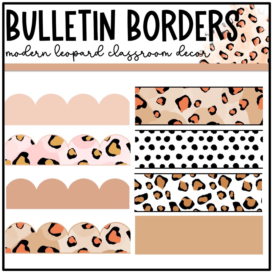 Modern Leopard Bulletin Board Borders, Printable, Cheetah Classroom ...