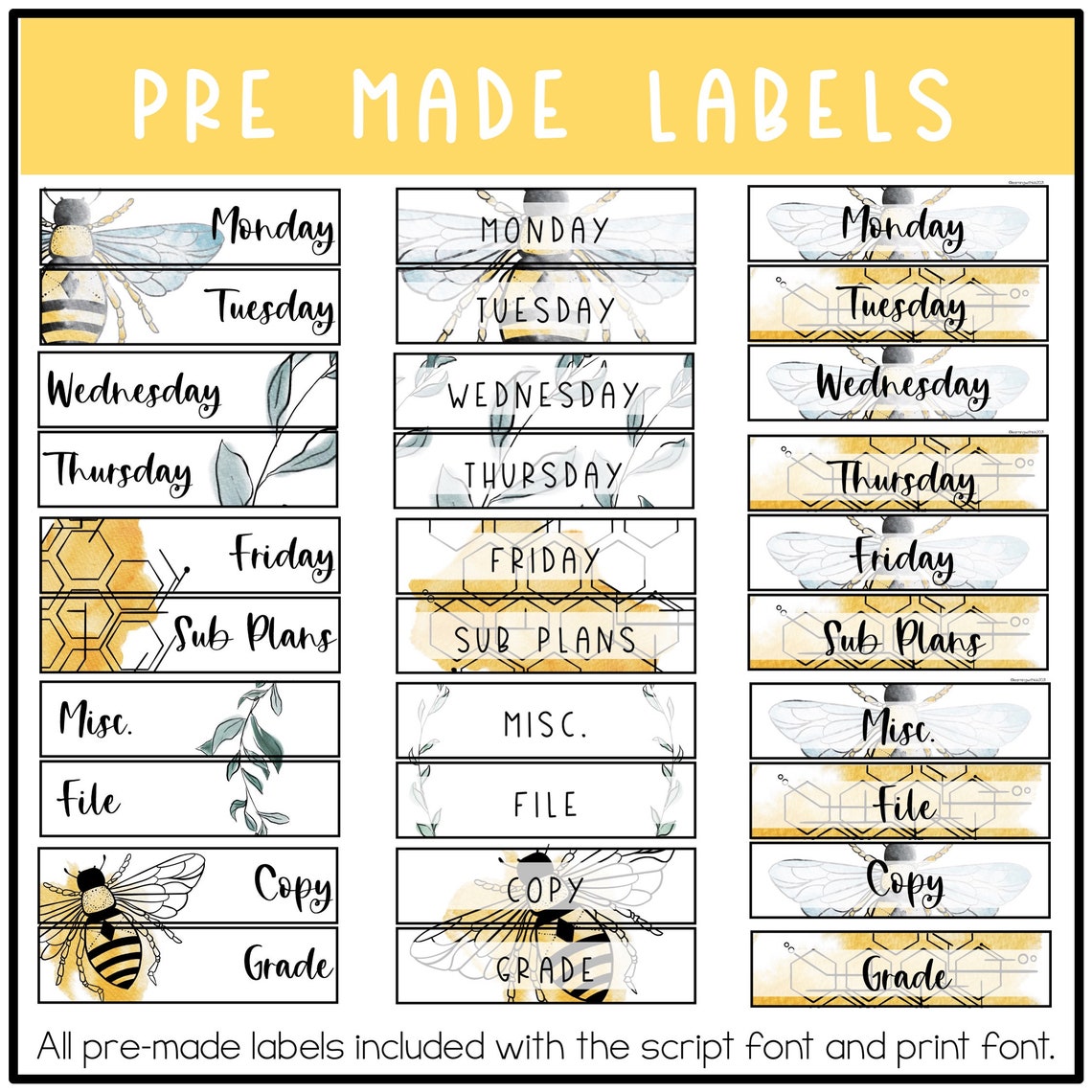 BEE 10 Drawer Rolling Cart Labels Teacher Cart Bee and - Etsy