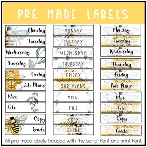BEE 10 Drawer Rolling Cart Labels | Teacher Cart | Bee and Eucalyptus ...
