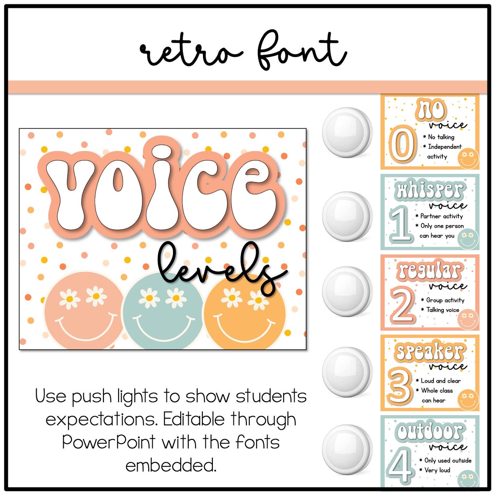 Voice Level Posters, Boho Retro Classroom Decor, Classroom Management ...