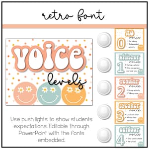 Voice Level Posters, Boho Retro Classroom Decor, Classroom Management ...