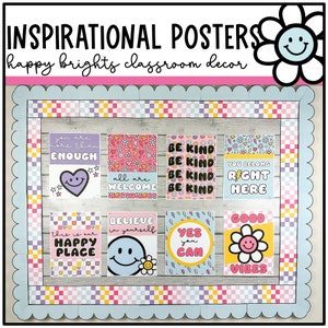 Happy Brights Classroom Posters, Inspirational, Retro Growth Mindset ...
