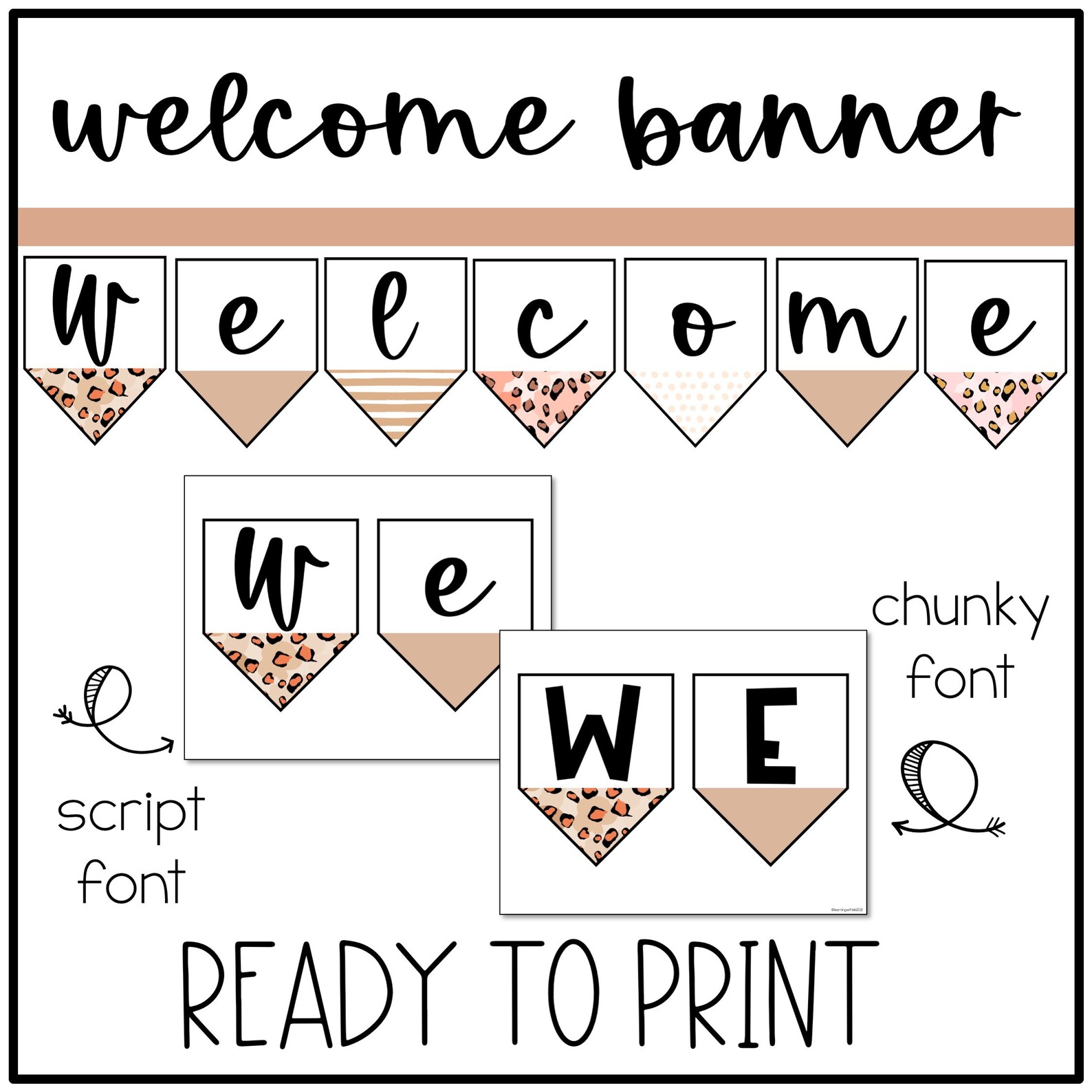 MODERN LEOPARD Banner Bunting Bulletin Board Cheetah - Etsy