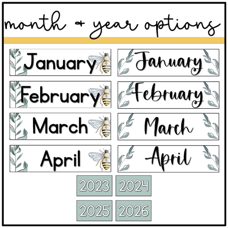 Bee Classroom Decor Calendar | Pocket Chart | Editable - Etsy