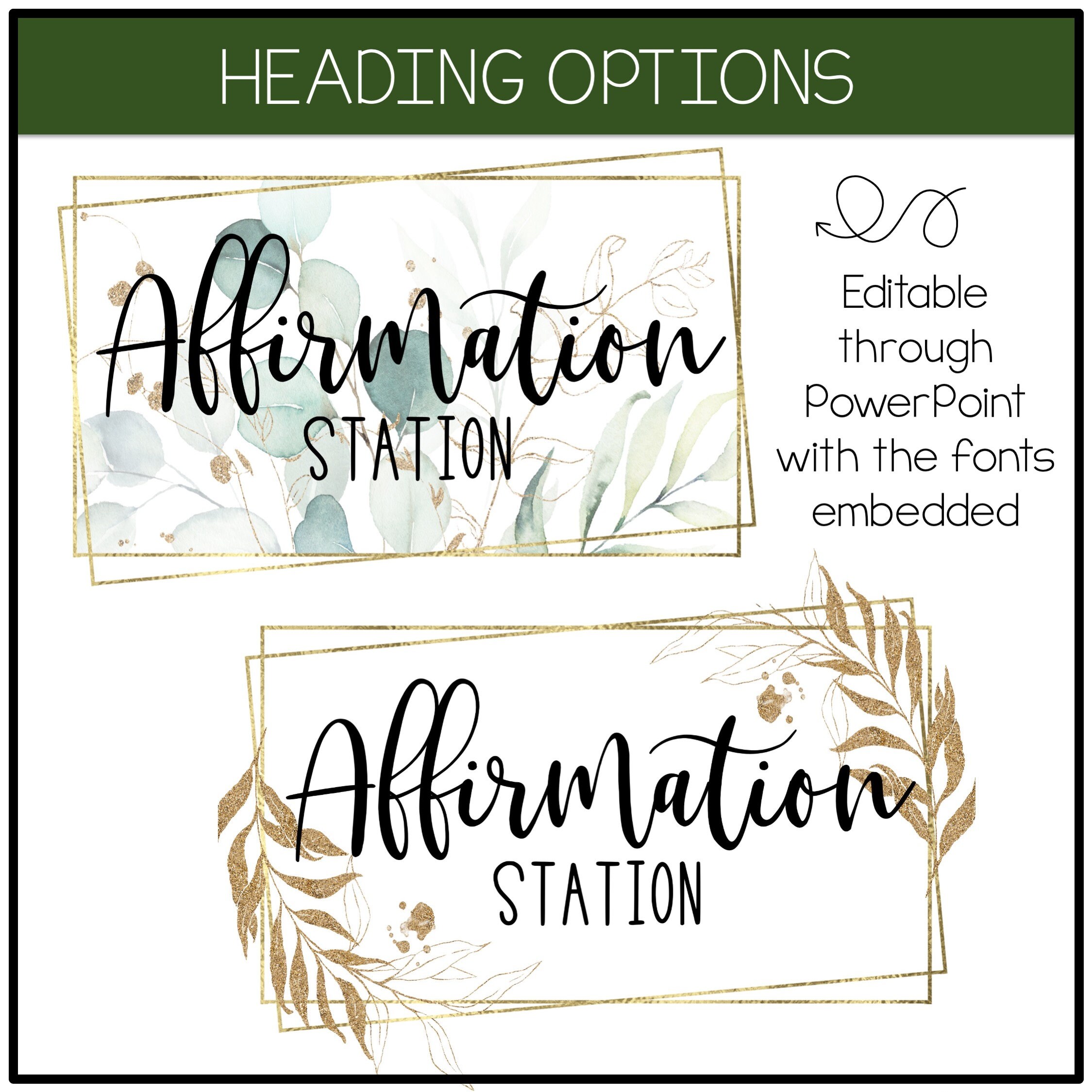 Eucalyptus and Gold Door Display | Positive Affirmations | Botanical - Etsy