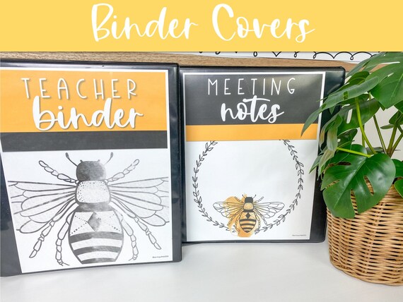 Bee Binder Covers Editable Bee and Eucalyptus Classroom - Etsy
