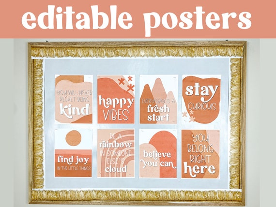 Boho Neutrals Posters Growth Mindset Boho Rainbow | Etsy