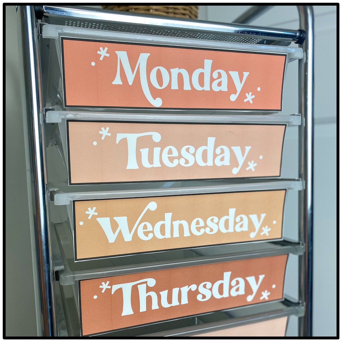 Boho Neutrals 10 Drawer Rolling Cart Labels Teacher Cart | Etsy