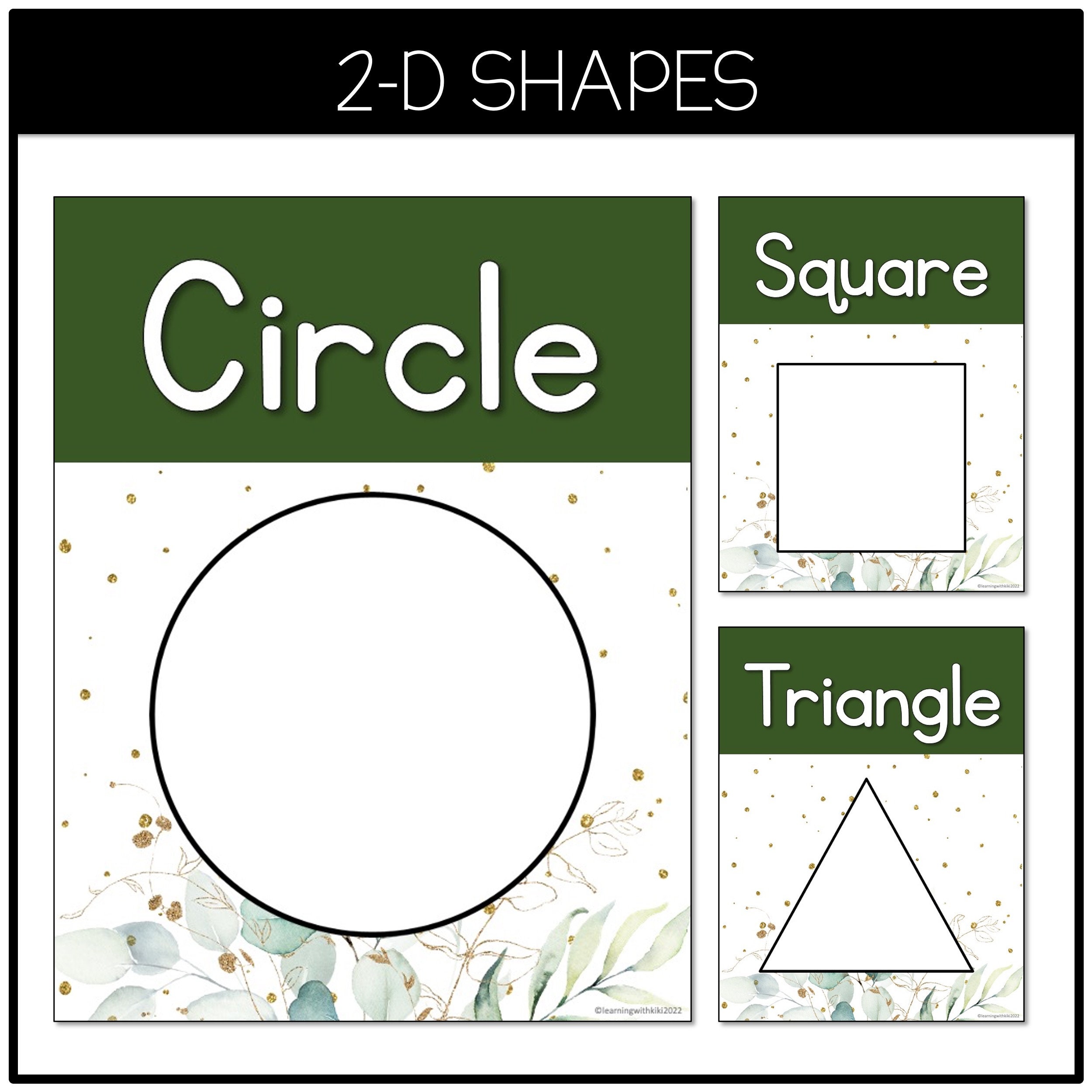 Eucalyptus Classroom Decor | Shape and Color Posters | Editable - Etsy
