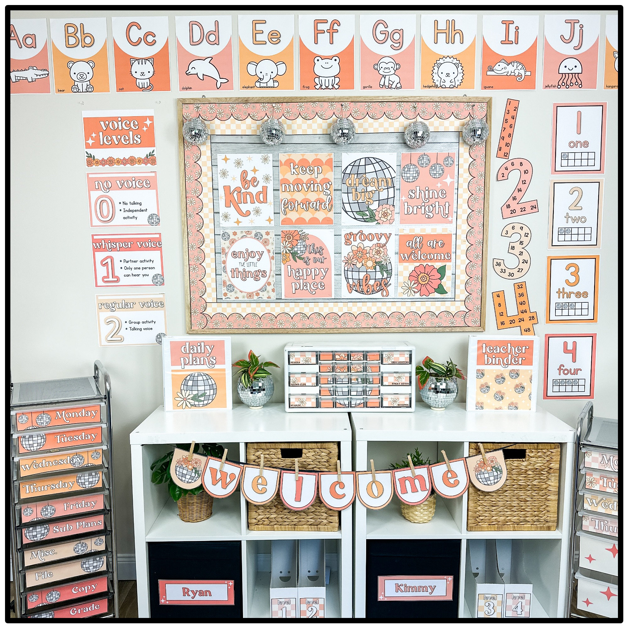 Disco Floral Classroom Decor Bundle, Editable, Classroom Theme, Retro ...