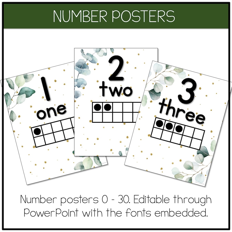 Eucalyptus and Gold Alphabet Posters | Botanical Classroom Decor ...