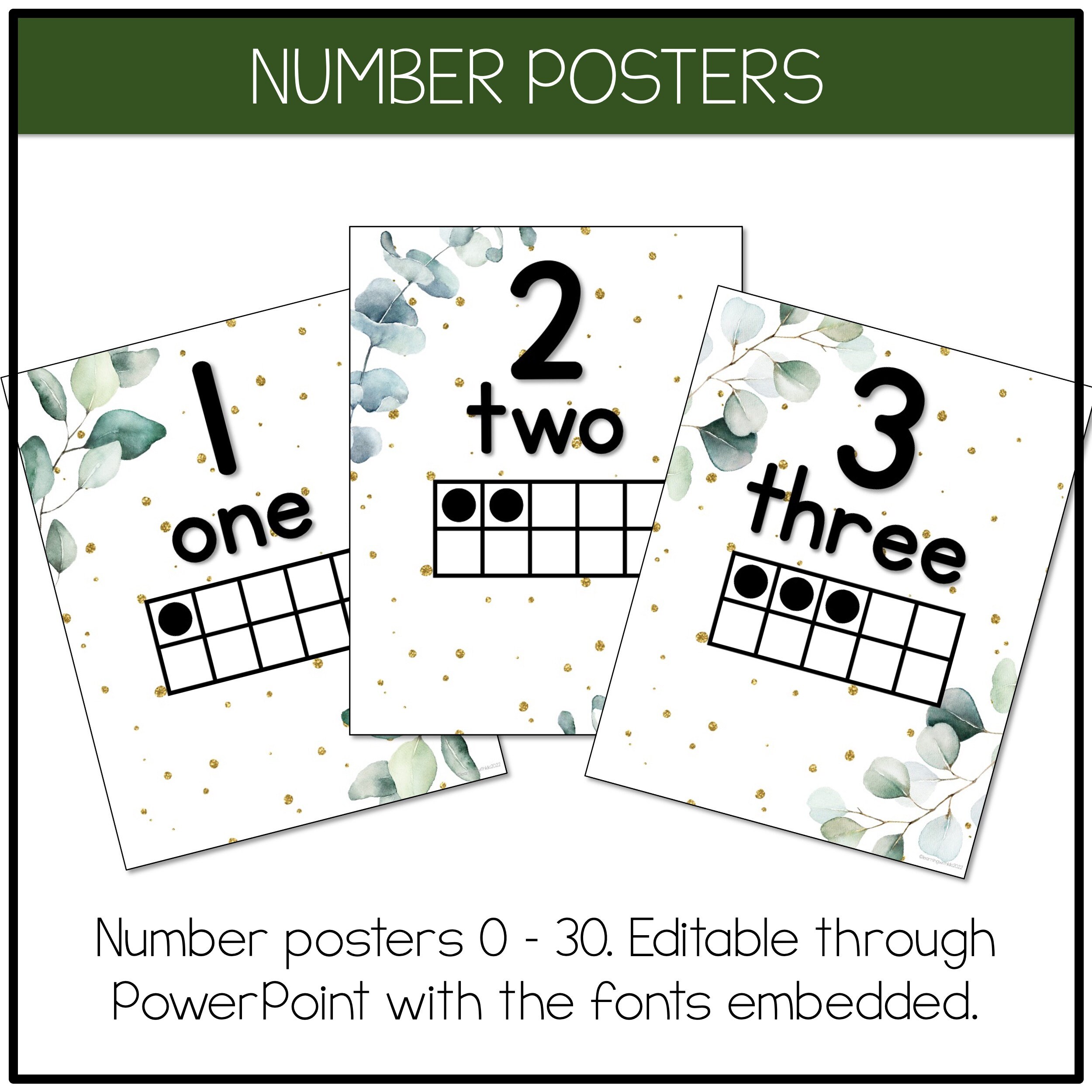 Eucalyptus and Gold Alphabet Posters | Botanical Classroom Decor ...