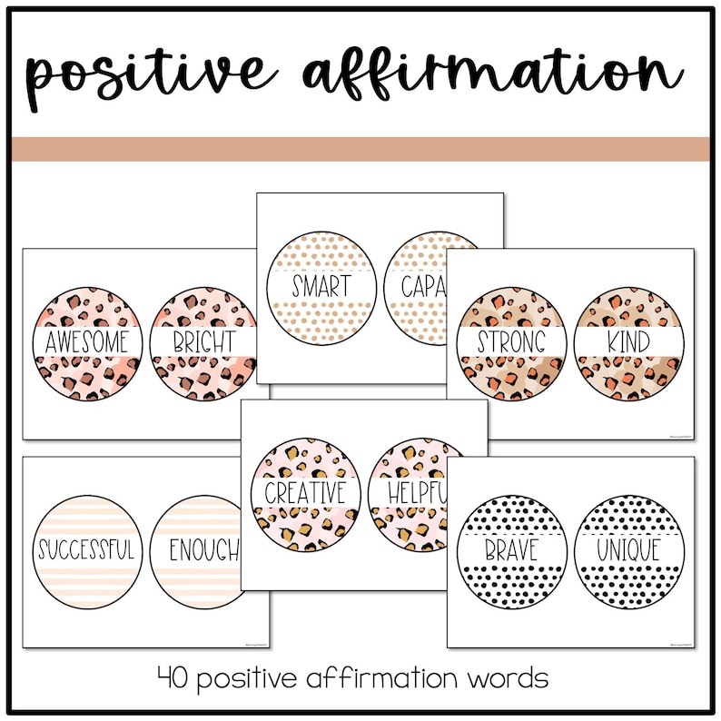 Modern Leopard Door Display, Positive Affirmations, Cheetah Classroom ...
