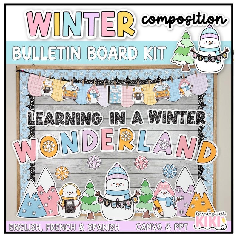 Winter Bulletin Board Kit | Composition Notebook Decor | Snowman ...
