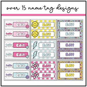 Happy Brights Name Tags, Classroom Labels, Editable, Bright Classroom ...